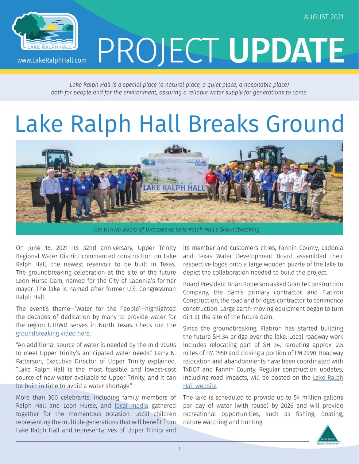 Lake Ralph Hall breaks ground - MyParisTexas