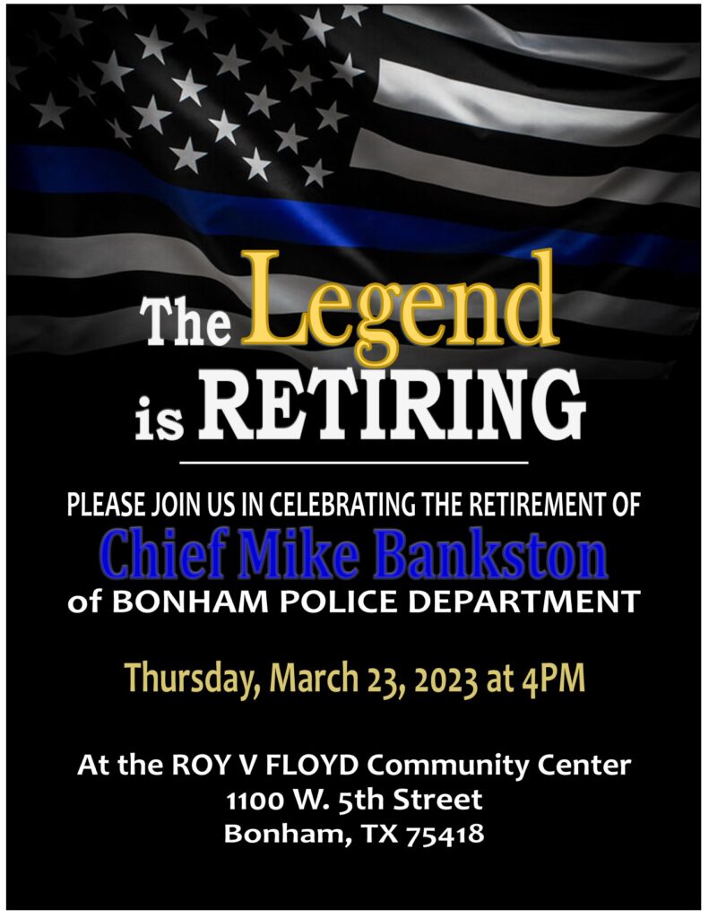 Retirement celebration scheduled for tomorrow to honor Bonham Police ...