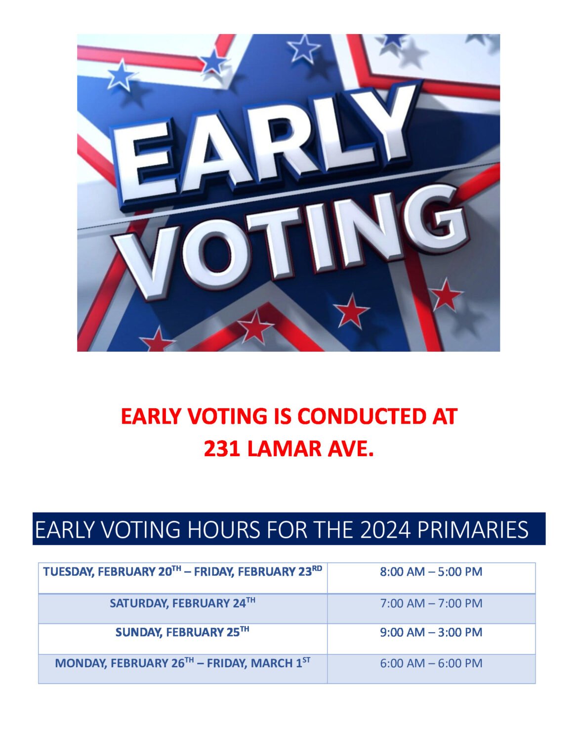 Early voting for 2024 Primaries begins Feb. 20, 2024 - MyParisTexas